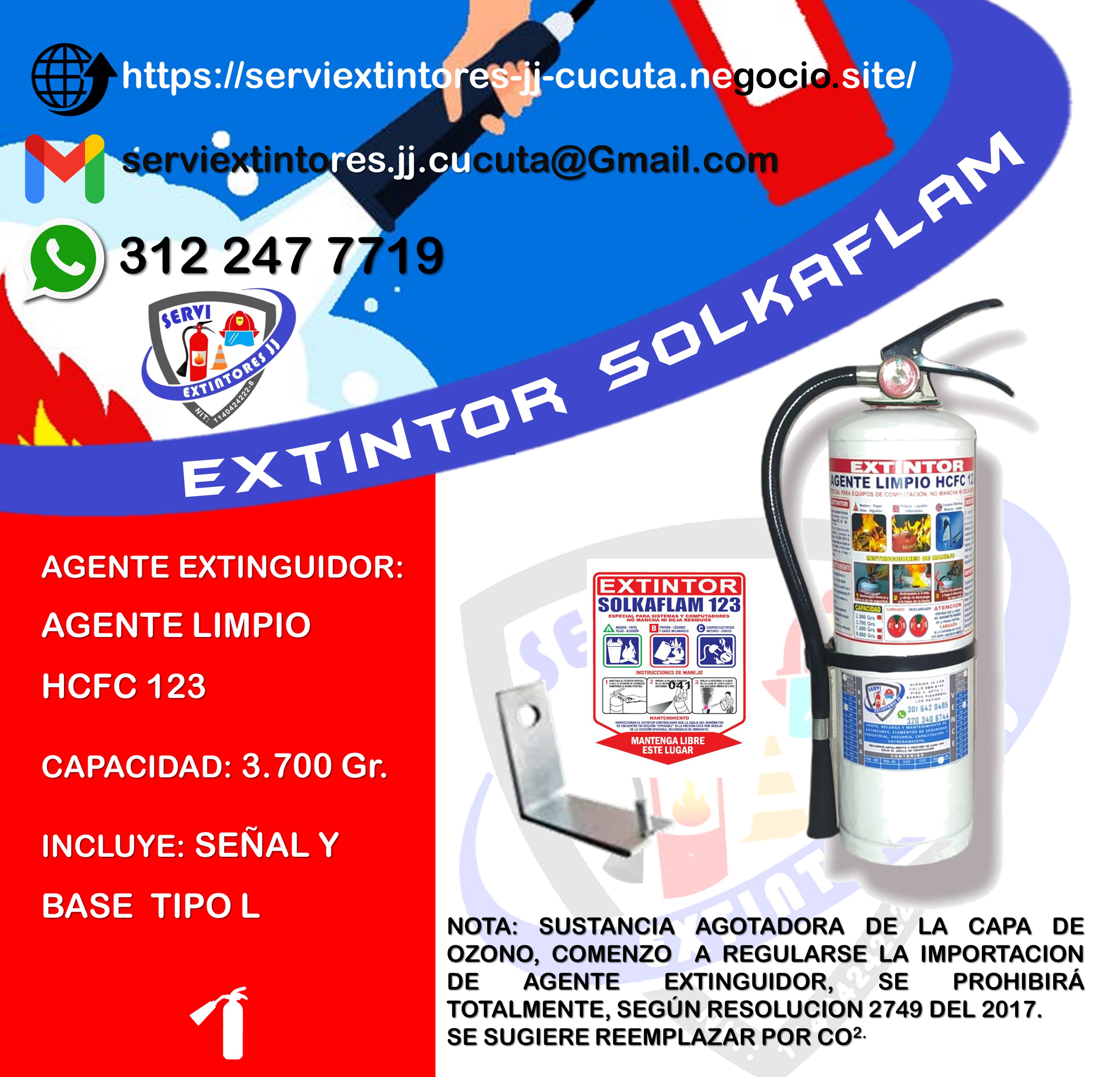 Extintor Solkaflam 3700 gramos - Negos