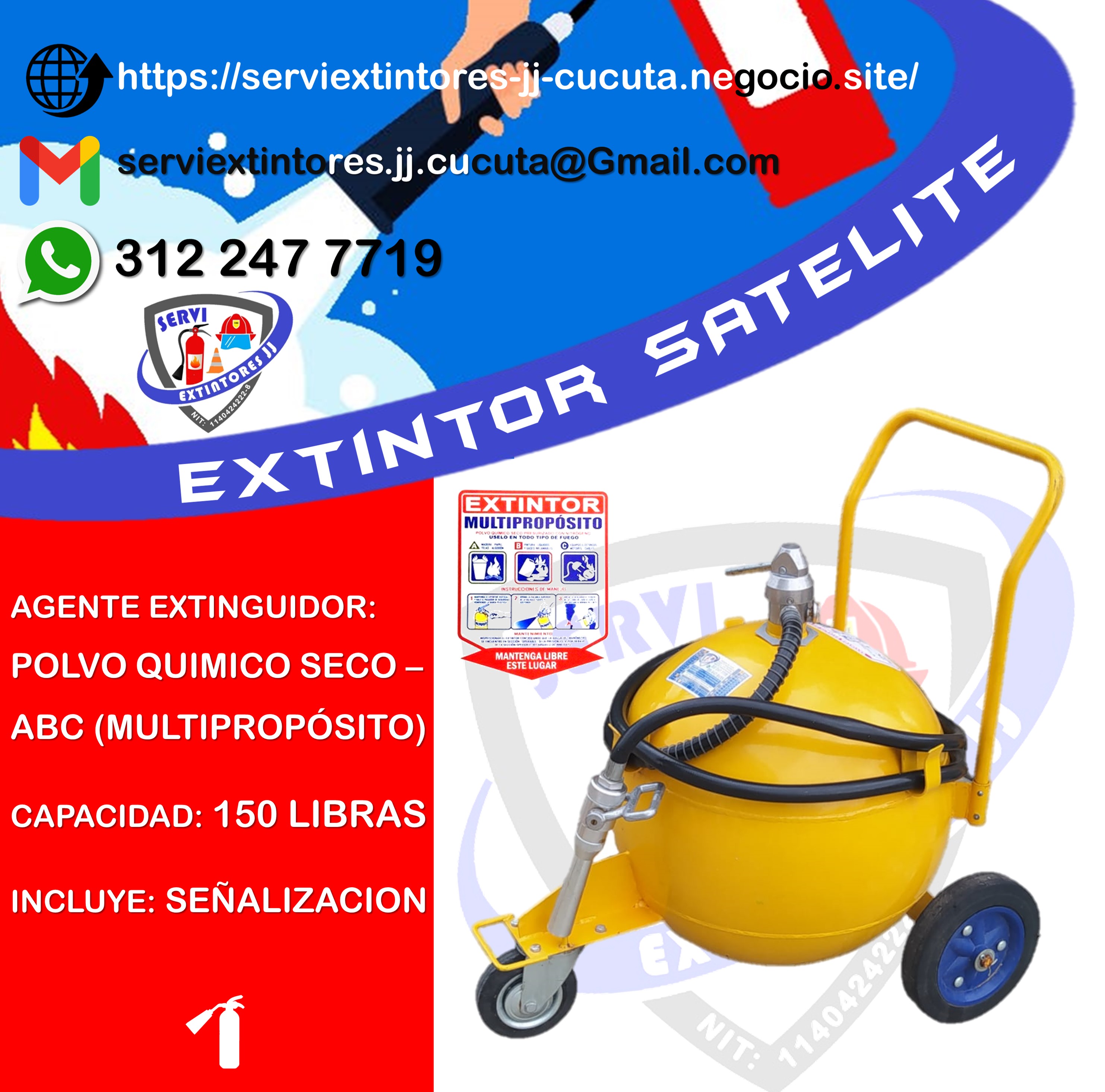 Extintor Satelite, 150 Libras PQS-ABC - Negos